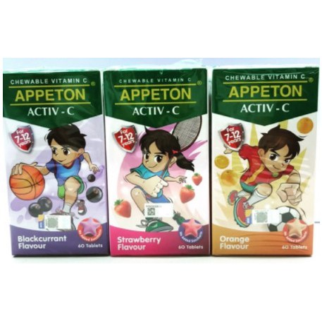 APPETON ACTIV-C CHEWABLE VITAMIN C 100MG STRAWBERRY/BLACKCURRANT/ORANGE ...