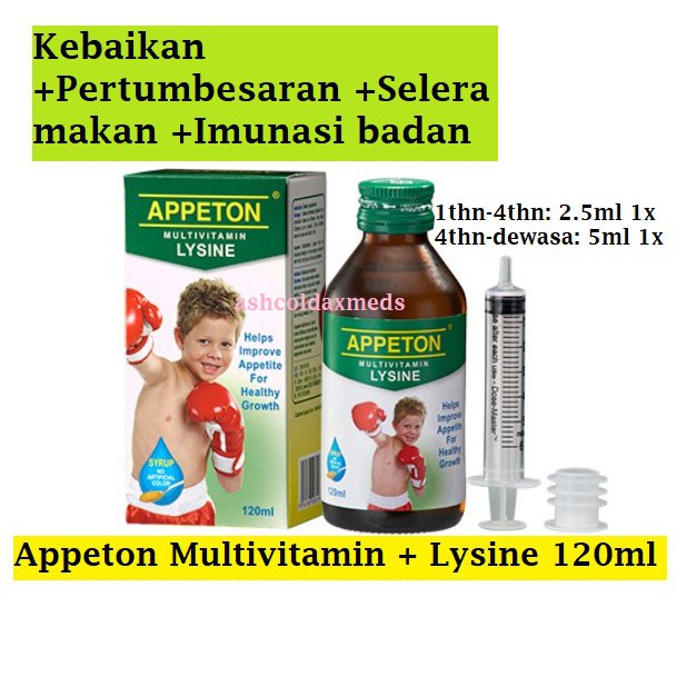 Appeton Multivitamin Lysine Syrup 120ml(EXP08/2024) - Farmasi Limbongan