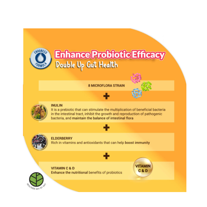 BIOBAY YO-SHIELD PROBIOTICS INULIN VITAMIN C D ELDERBERRY [2G x 30 ...