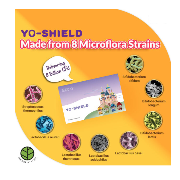 BIOBAY YO-SHIELD PROBIOTICS INULIN VITAMIN C D ELDERBERRY [2G x 30 SACHETS] - Farmasi Limbongan