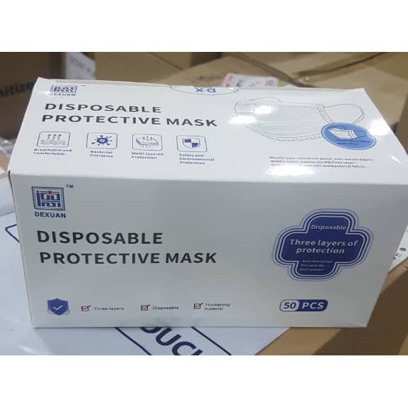 DISPOSABLE PROTECTIVE MASK 3 PLY 50'S - Farmasi Limbongan