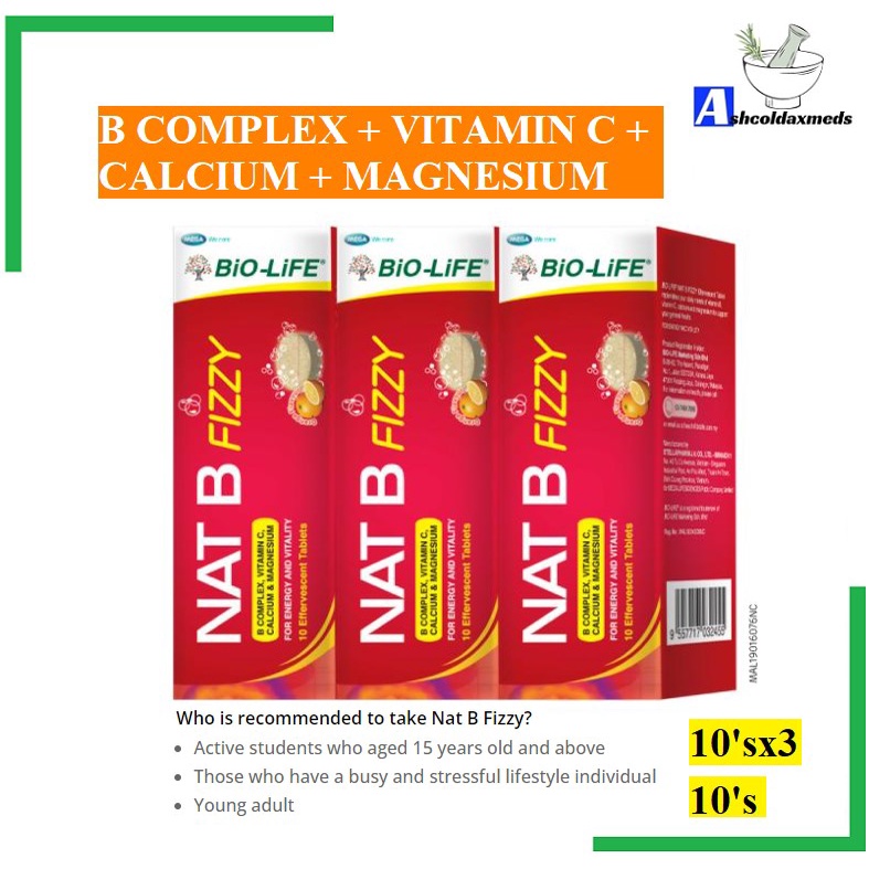 (FOC VITAMIN D3 60's) Bio-life Nat B Fizzy Effervescent Tablets (10's ...