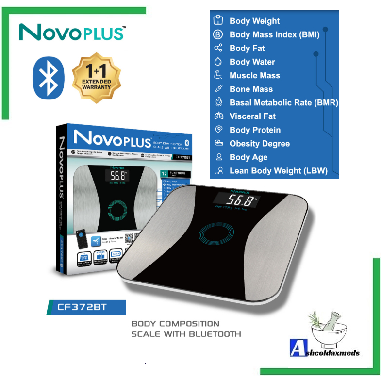 Novoplus CF372BT Body Composition Scale with Bluetooth (12 Functions ...