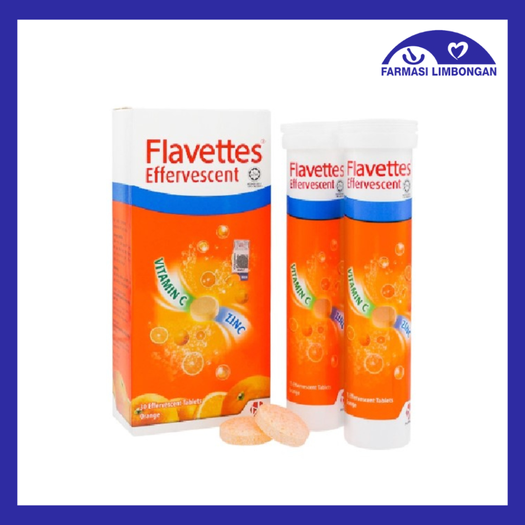 FLAVETTES EFF VIT C 1000MG +ZINC 30'S (ORANGE) - Farmasi Limbongan
