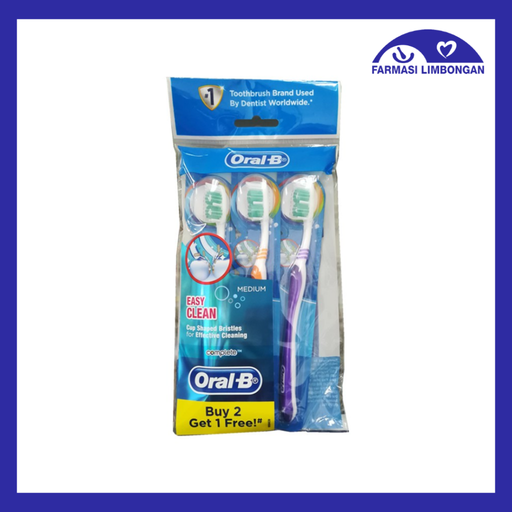 ORAL-B EASY CLEAN TOOTHBRUSH 3'S (SOFT/MEDIUM) - Farmasi Limbongan