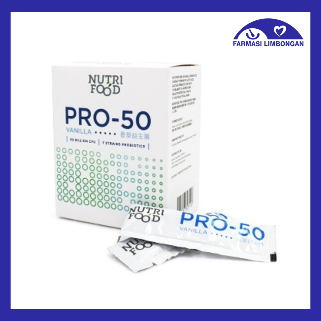 (FOC 3-PLY MASK 50'S) NUTRI FOOD PRO-50 (VANILLA) 5G X 30 SACHETS - Farmasi Limbongan