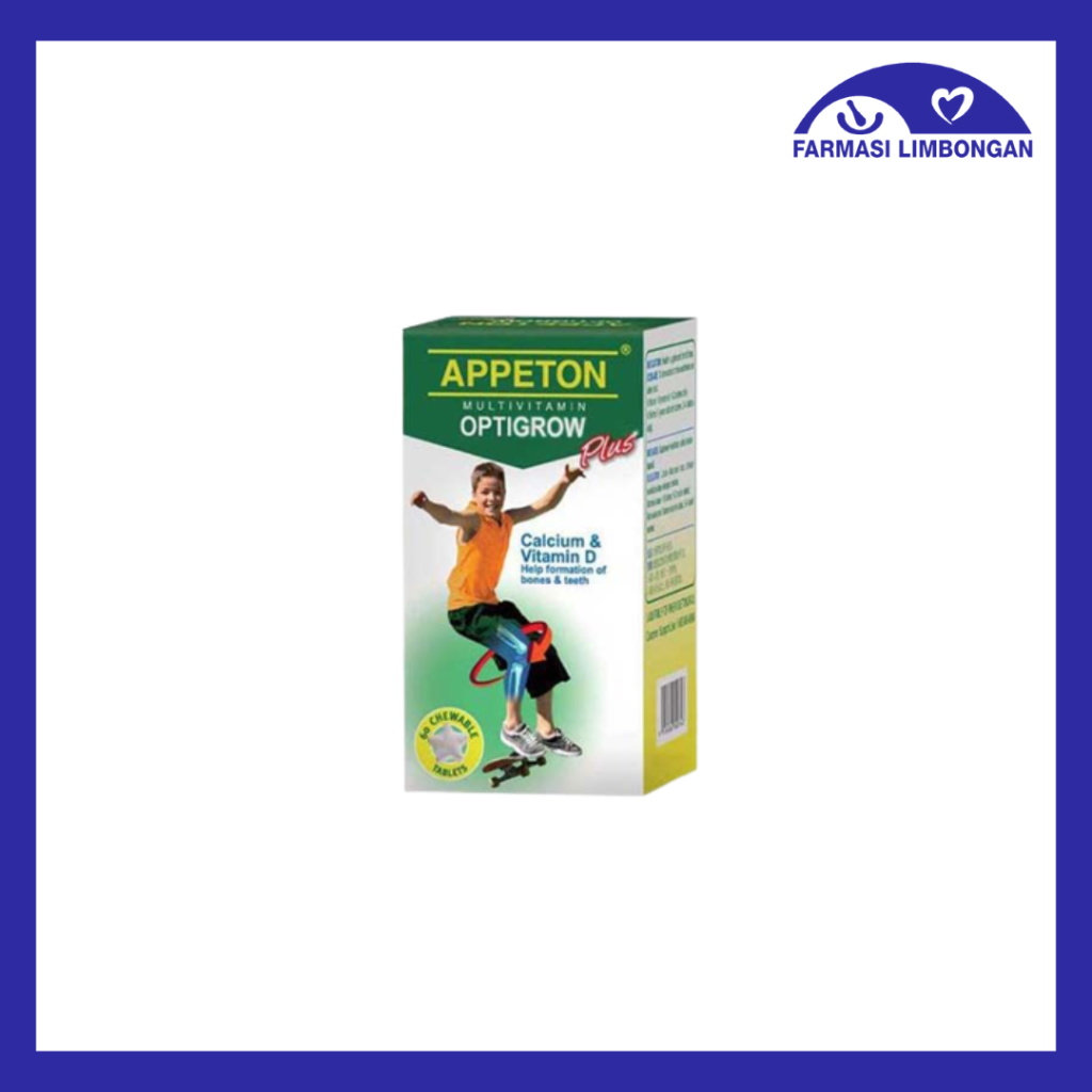 APPETON MULTIVITAMIN OPTIGROW PLUS TABS 60S EXP07/2026 - Farmasi Limbongan