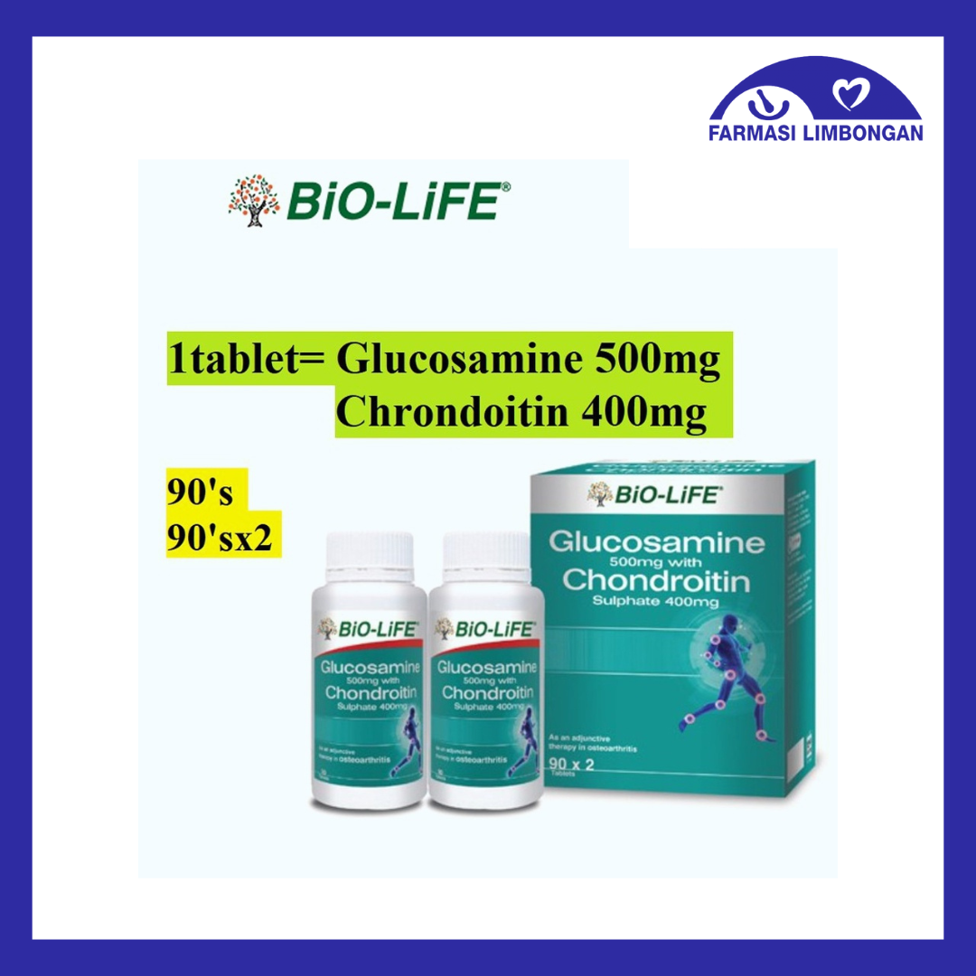 BIOLIFE GLUCOSAMINE&CHONDROITIN 90's or 90'sX2 - Farmasi Limbongan