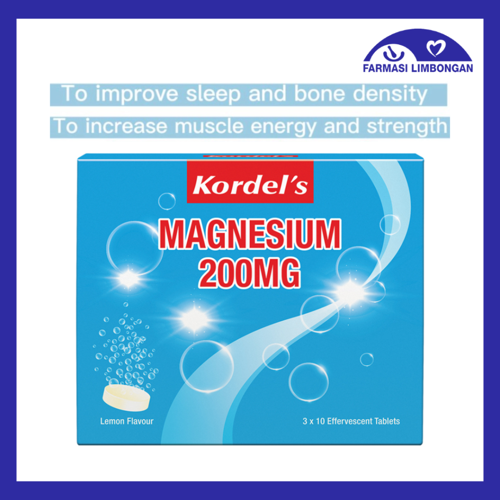 KORDEL'S MAGNESIUM 200MG EFFERVESCENT TAB (3x10'S) - Farmasi Limbongan