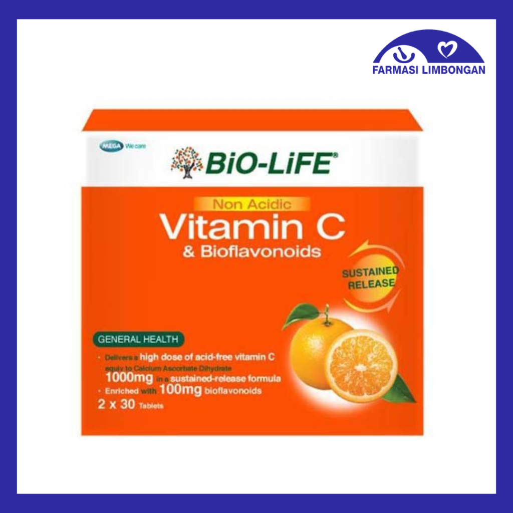 BIOLIFE NON ACIDIC VITAMIN C 30'SX2 OR 30'S - Farmasi Limbongan