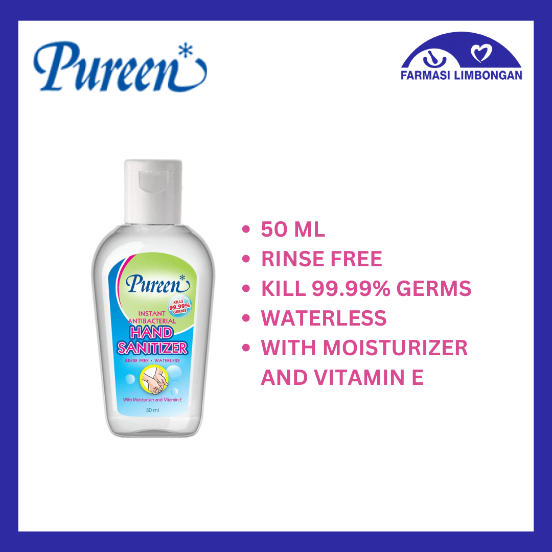 Pureen Hand Sanitizer Antibacterial 50ml - Farmasi Limbongan