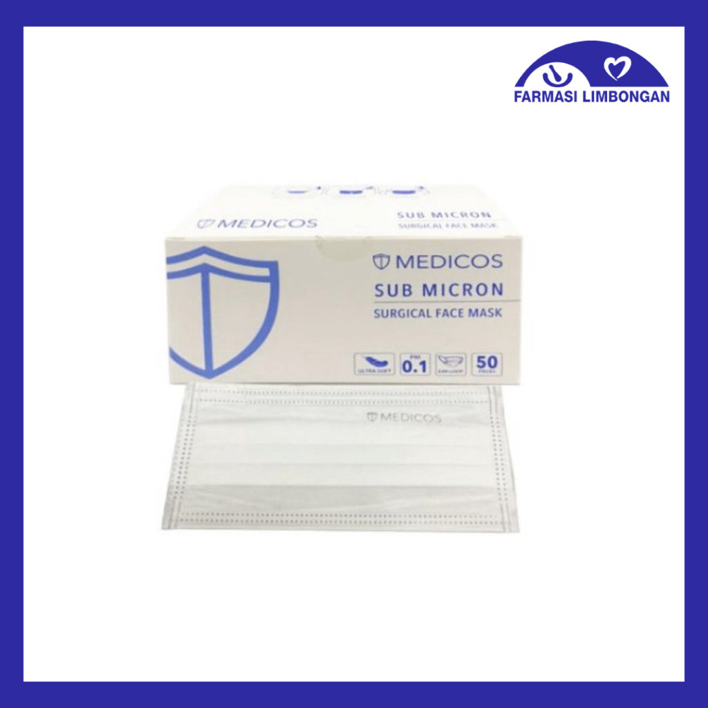 Medicos Surgical 3ply face mask 50's with box - Farmasi Limbongan
