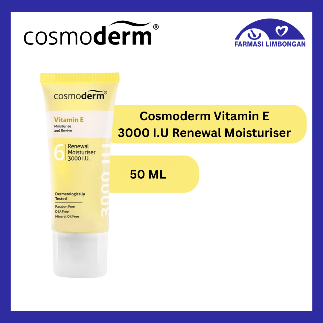 Cosmoderm Vitamin E 3,000 I.U. Renewal Moisturiser 50ml - Farmasi Limbongan