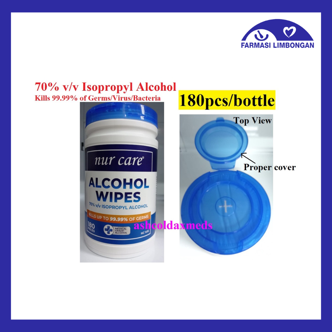 Nur Care Alcohol Wipes 180 pieces - Farmasi Limbongan
