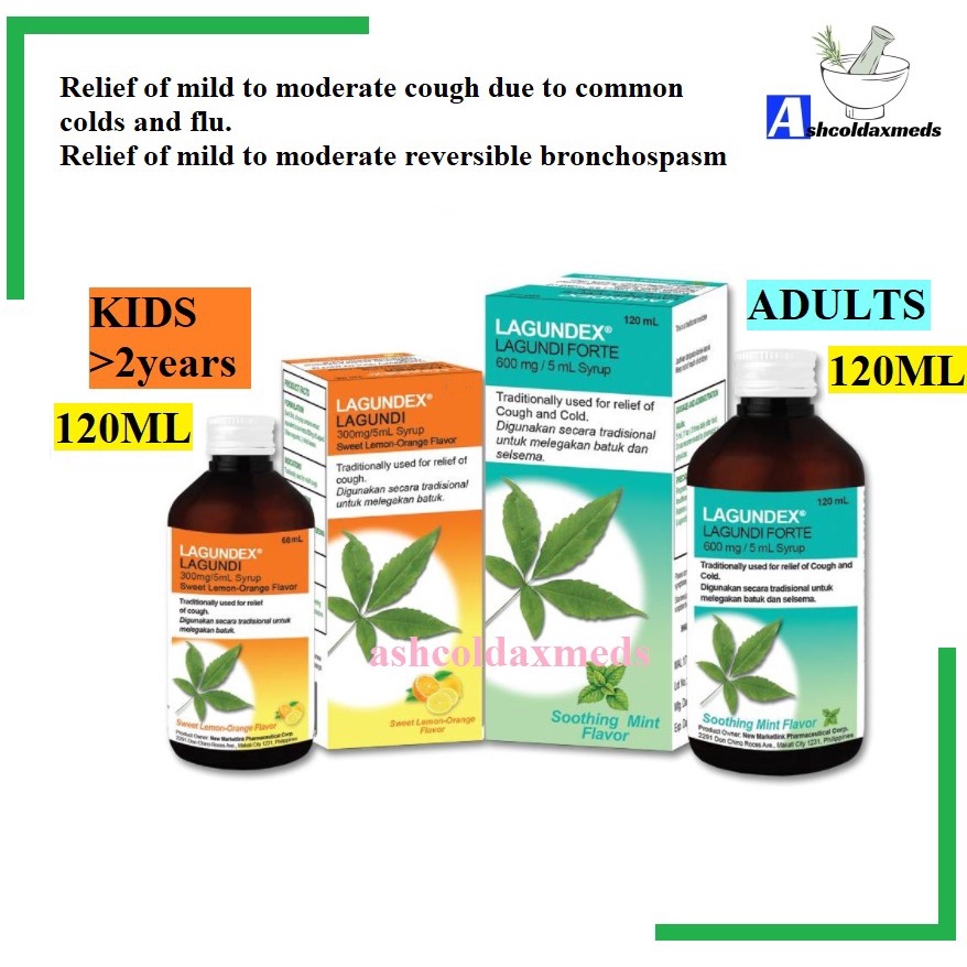 Lagundex Lagundi Forte Cough Cold Syrup Herbal 120ml (Mint/Orange ...