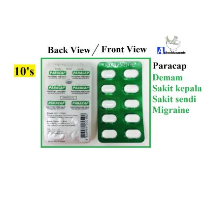 PARACAP 500MG TABLET (PARACETAMOL) 10'S(EXP10/2025) Demam/Sakit Kepala ...