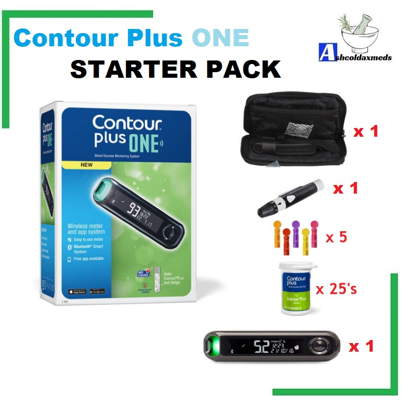 Bayer Contour Plus One Starter Kit Foc 25'S Test Strips/Contour Plus ...