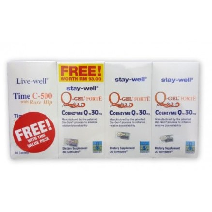 Stay-Well Q-Gel Forte Coenzyme Q-10 30mg 30'S X 3 + Time C 60'S ...