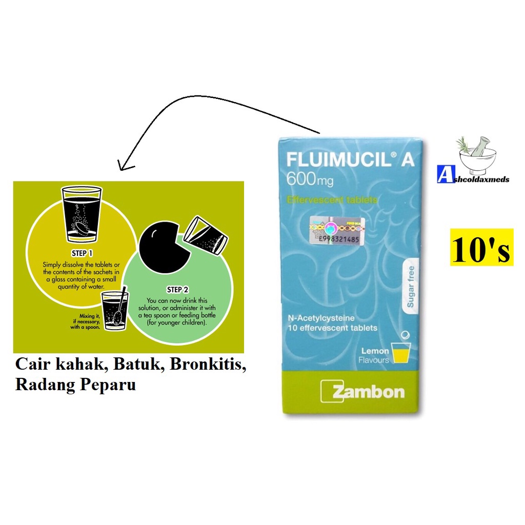 FLUIMUCIL A 600MG EFFEVESCENT TABS 10S - Farmasi Limbongan