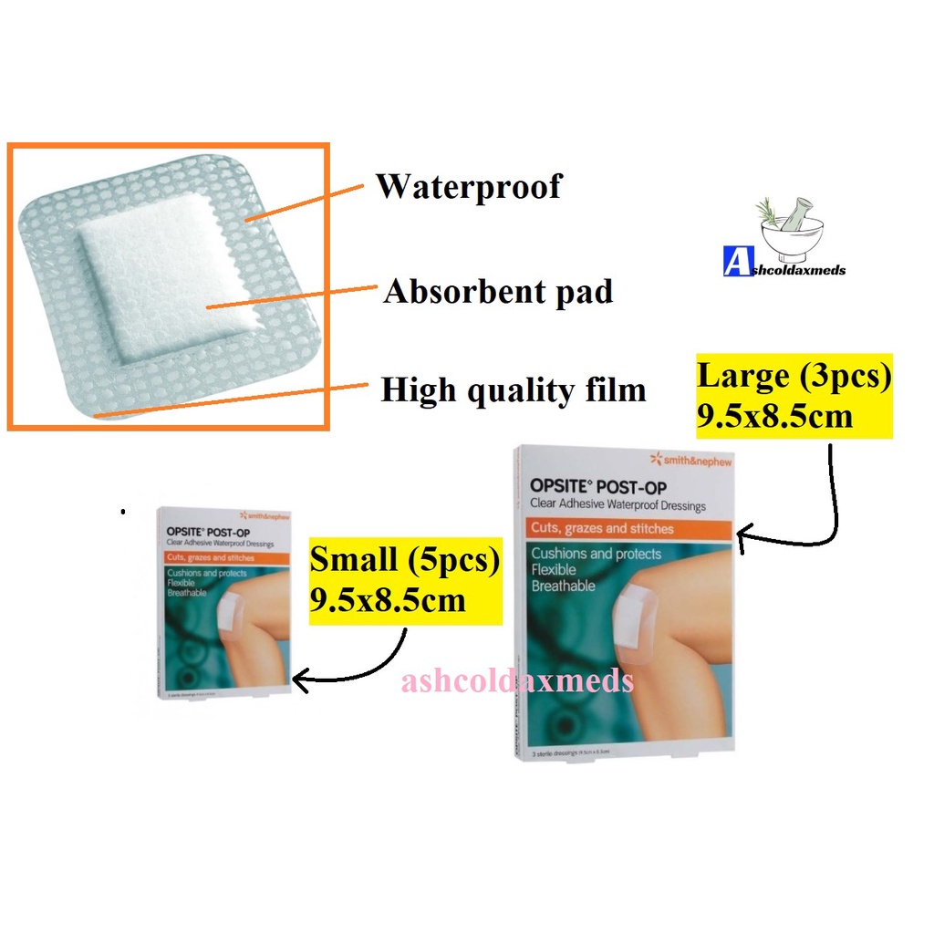 Opsite Post-Op 6.5cmx5cm (5's) or 9.5cmx8.5cm(3's) - Farmasi Limbongan