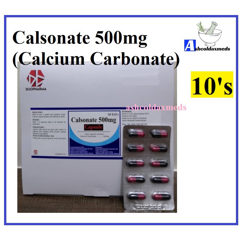 CALSONATE CALCIUM CARBONATE CAPSULE (10'S) EXP07/2024 - Farmasi Limbongan