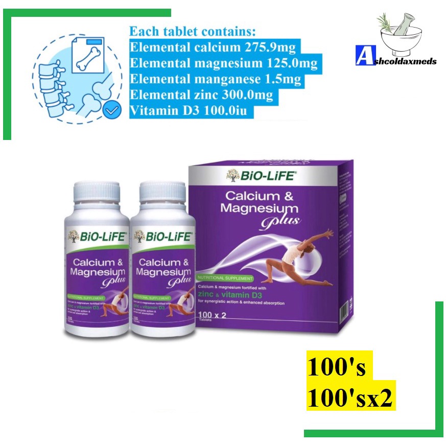 BIOLIFE CALCIUM&MAGNESIUM PLUS 100'sX2 or 100's - Farmasi Limbongan