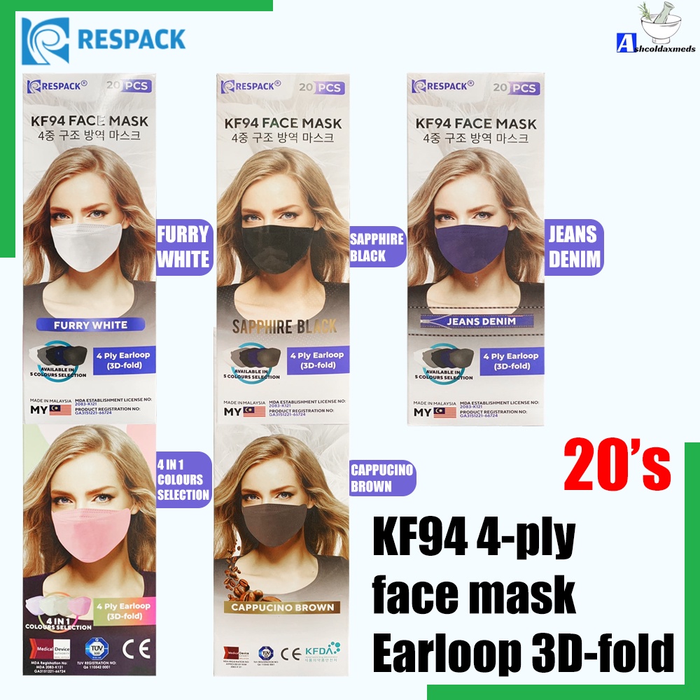 (Adults/Kids) Respack KF94 Face Mask 4 Ply-Earloop(3D-fold) 20's ...