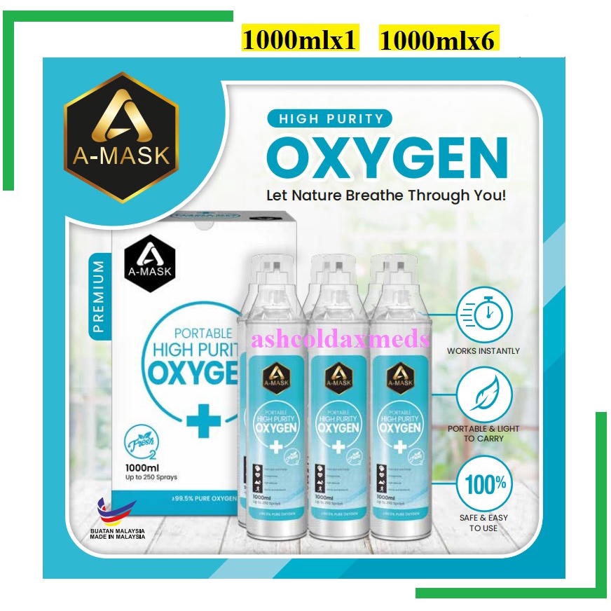 A-MASK [1000ML] Portable Oxygen Inhaler Spray Bottle Aerator Oxygen ...