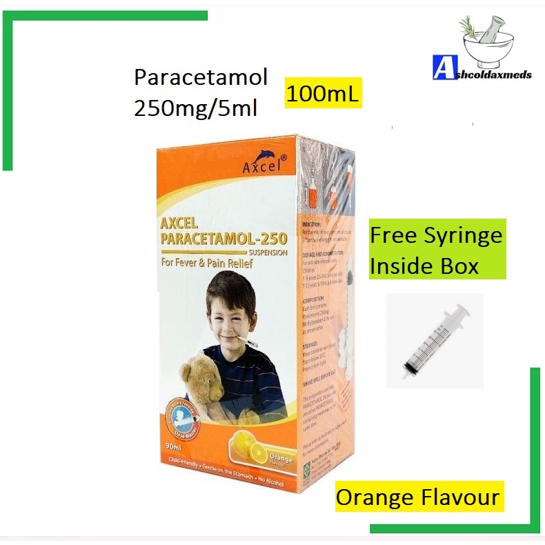 Axcel Paracetamol 250mg (90ml FOC Syringe) (Inside Box) or Poro ...