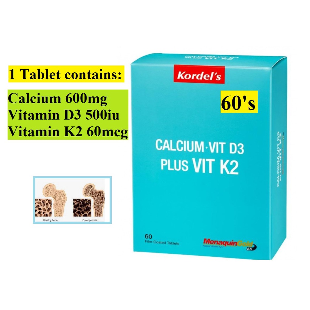 KORDEL’S CALCIUM+VIT D3 PLUS VIT K2 TABS 60's EXP06/2024 - Farmasi ...