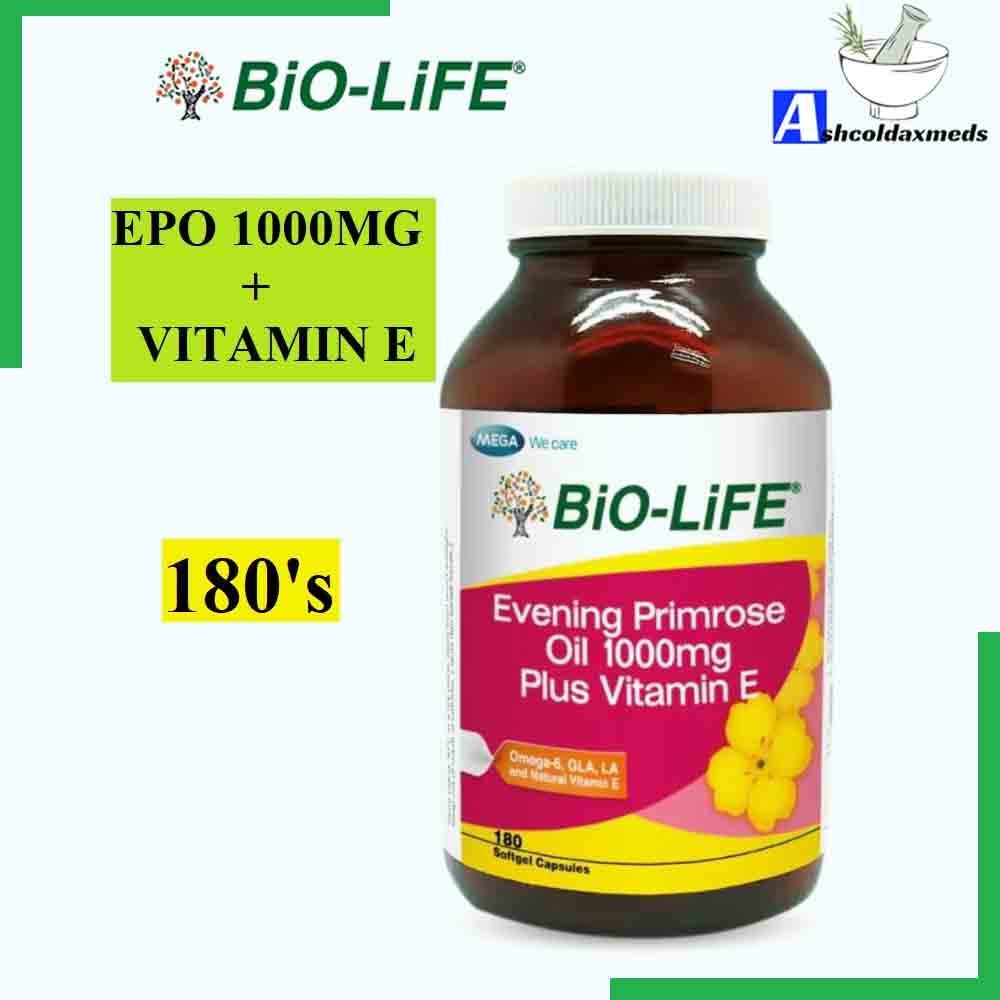BIOLIFE EVENING PRIMROSE OIL (EPO) + VITAMIN E (180'S) EXP08/2023 ...