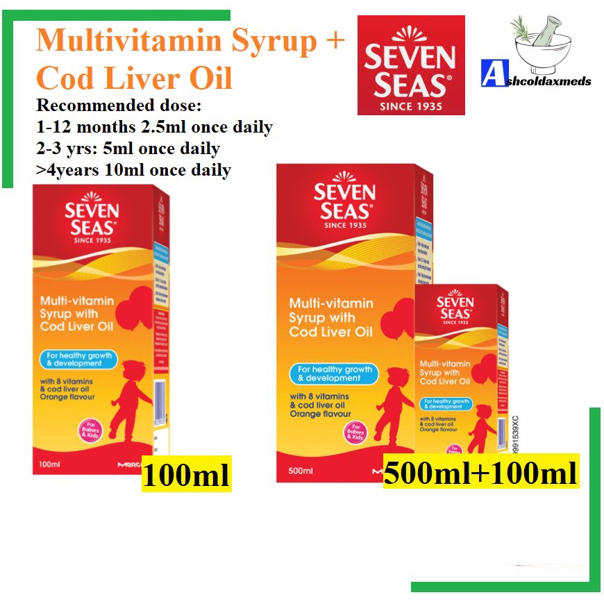 Seven Seas Kids Multivitamin Syrup With Cod Liver Oil 500+100ml (New ...